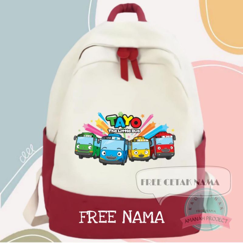 Jual Tas Ransel Backpack Anak Sekolah Custom Gambar Kartun Tayo Unisex ...