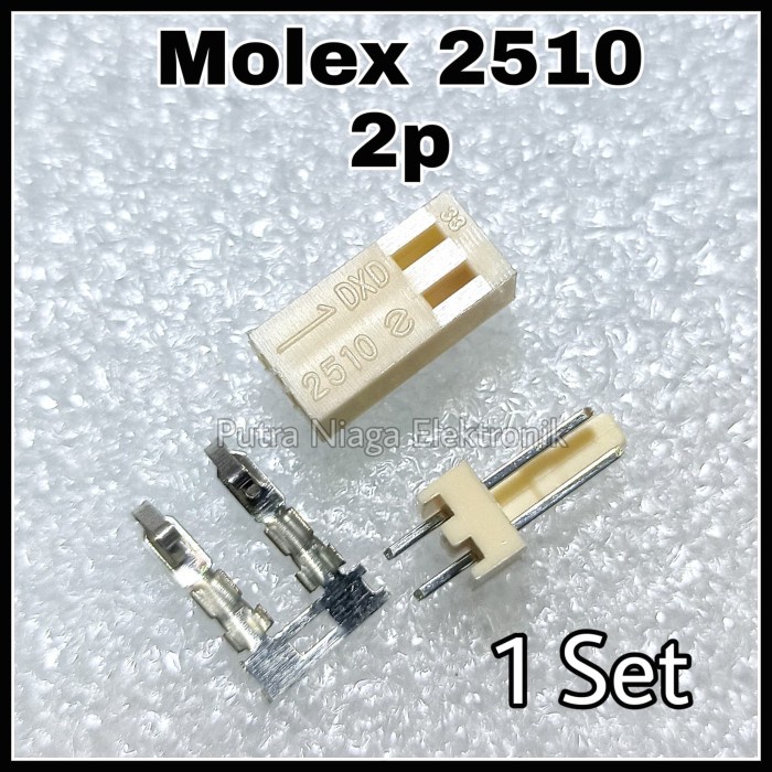 Jual (1 Set) Molex 2pin 2510 / Molek 2p 2.54mm Male Female 2 pin ...