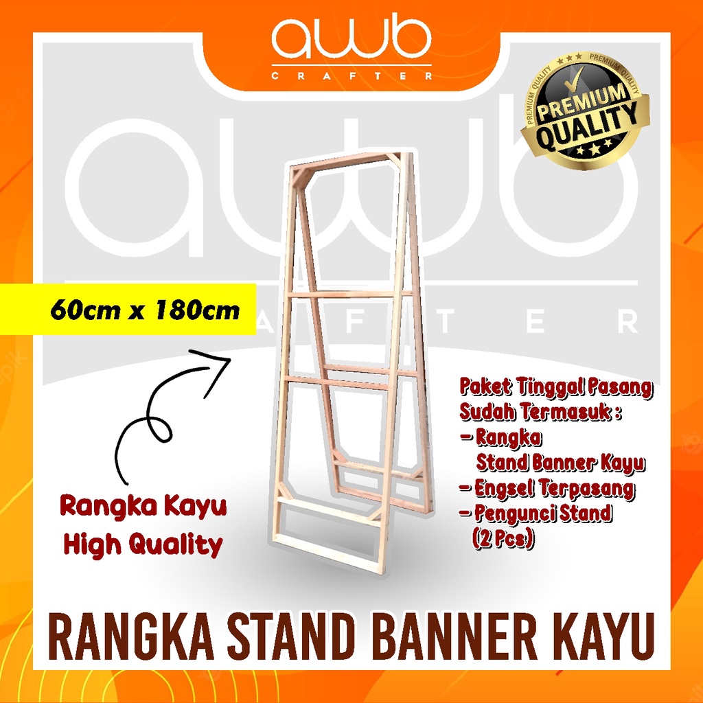 Jual Rangka Stand Banner Kayu Lipat 2 sisi - Ukuran 60cm x 180cm ...