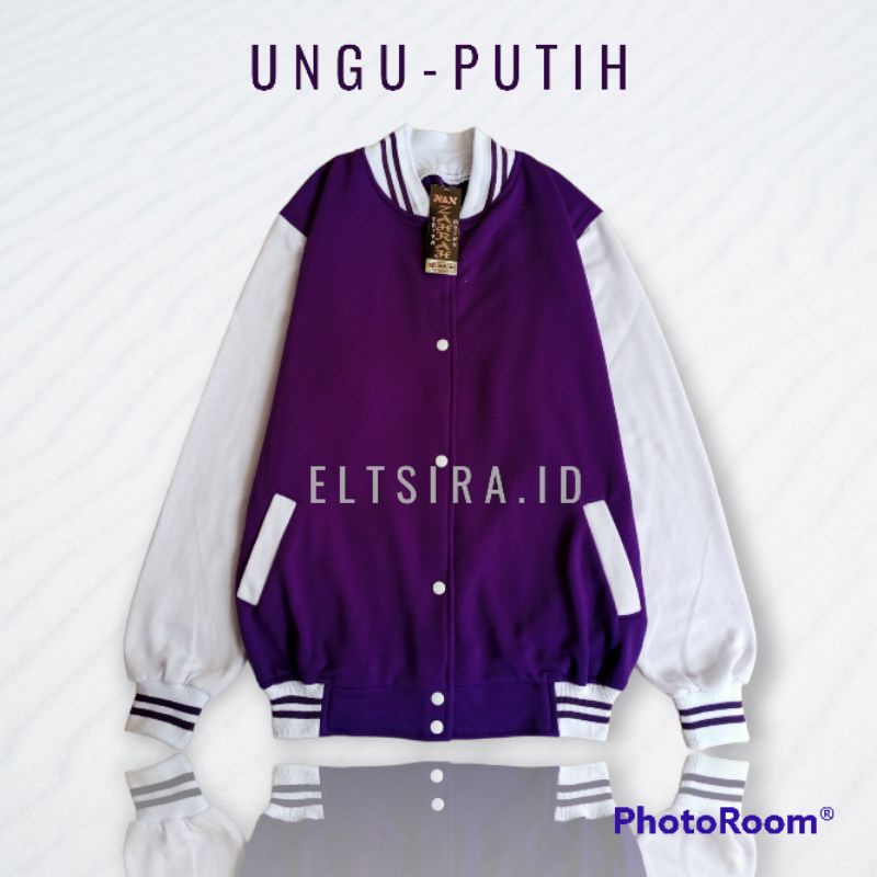 Jual Jaket Varsity Baseball POLOS / Jaket Pria Wanita Termurah || UNGU ...