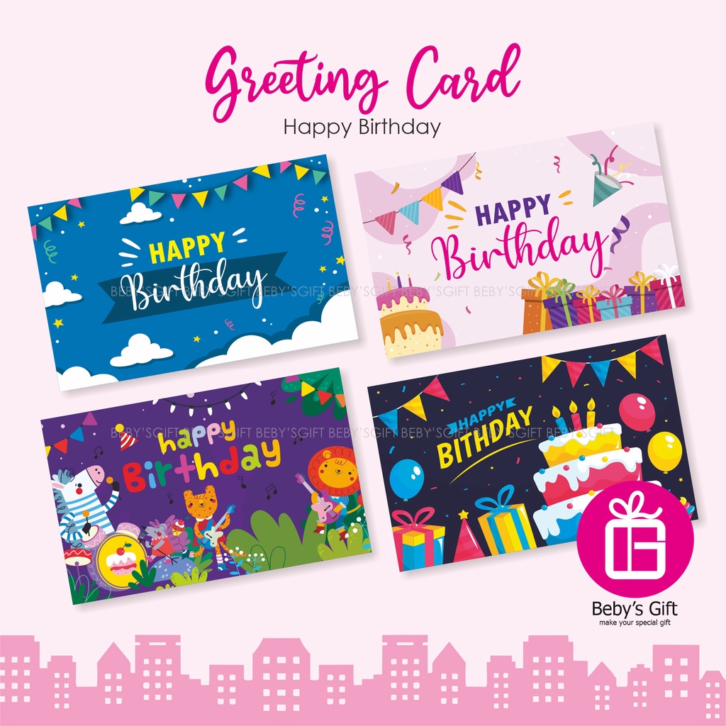 Jual Greeting Card Happy Birthday Kartu Ucapan Ulang Tahun Buket Atau