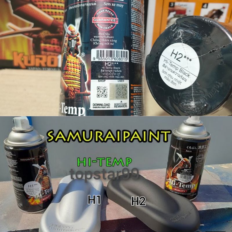 Jual Pilok Pilox Cat Samurai Hi Temp Black Hitam H2 2 Tahan Anti Panas 300ml Cat Semprot Samurai ...