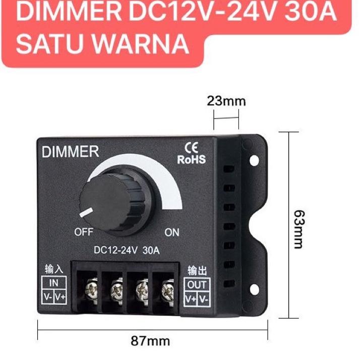 Jual ORIGINAL% DIMMER DC 12V 24V 30A PENGATUR KECERAHAN LED STRIP ...