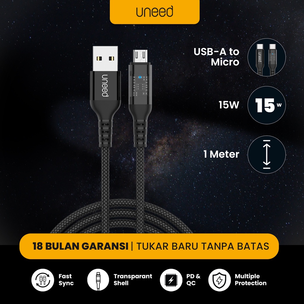 Jual UNEED Kabel Data Transparan PD 60W Type C, Micro, Lightning ...