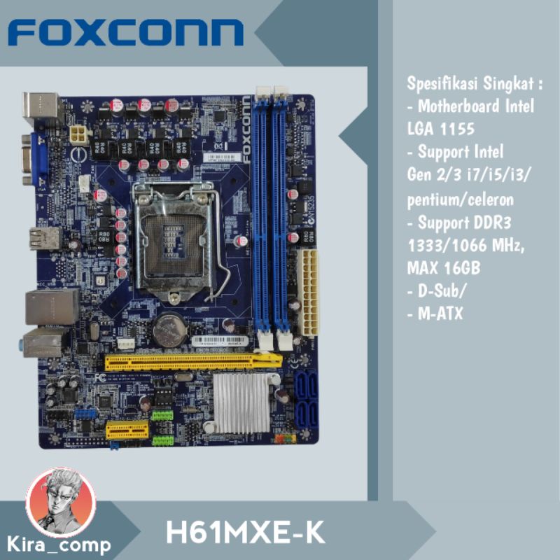 Jual MOTHERBOARD FOXCONN H61MXE-K LGA 1155 GEN 3 | Shopee Indonesia