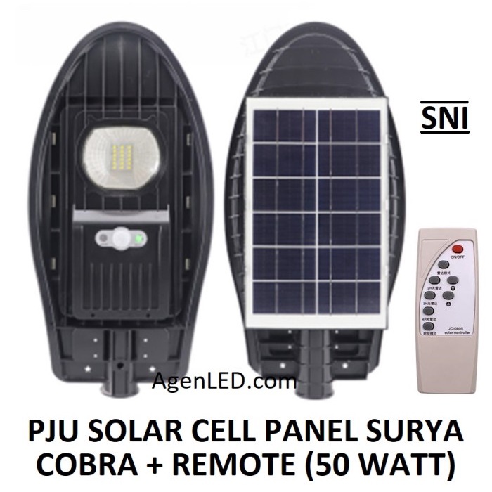 Jual Lampu Jalan PJU LED Solar Cell 50W Panel Surya SOROT 50 WATT Cobra ...