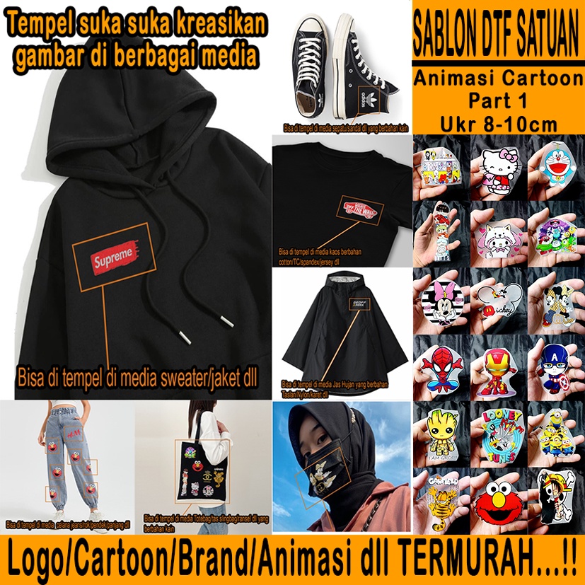 Jual Sablon Printing tempel setrika satuan animasi CARTOON PART 1 ukr ...