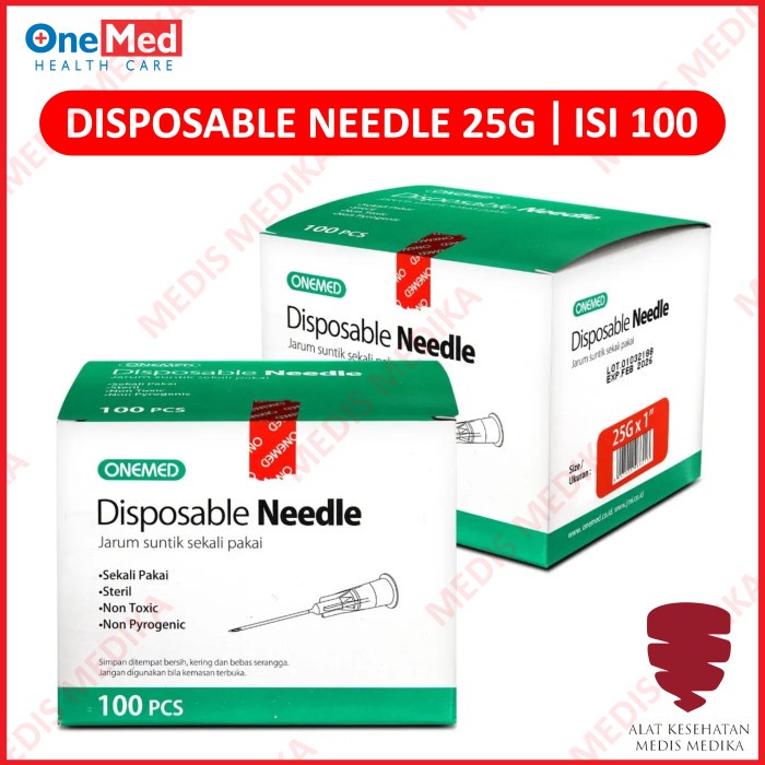 Jual Disposable Needle 25G Onemed Jarum Suntik Kesehatan 25 G x 1" Inch ...