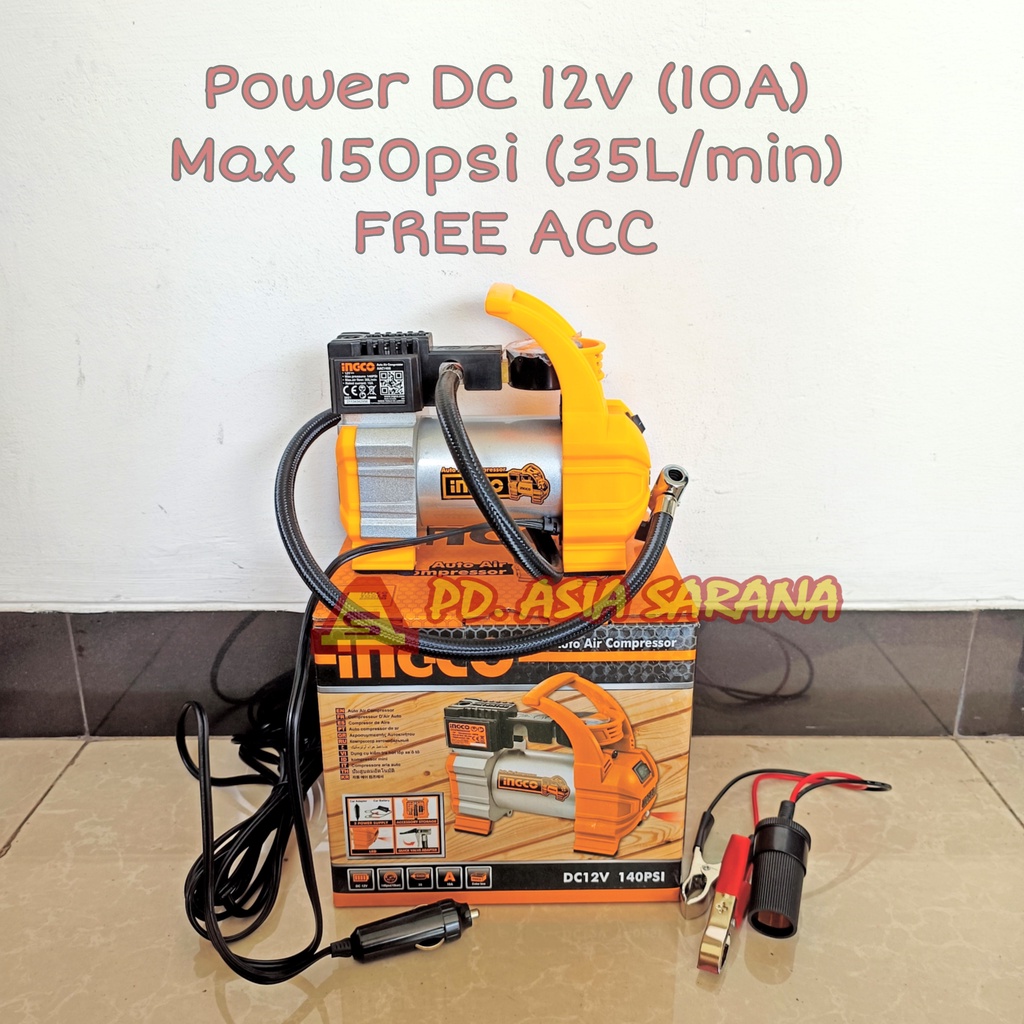 Jual Mini Air Compressor DC INGCO AAC1408 Pompa Angin Kompresor Ban ...