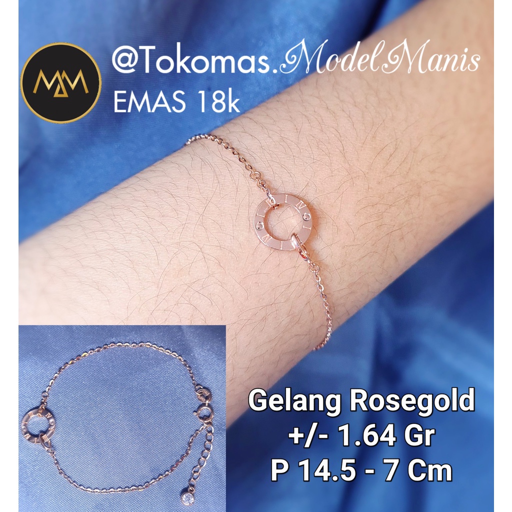 Jual Gelang ring romawi emas italy rosegold 750 kadar 18k | Shopee ...
