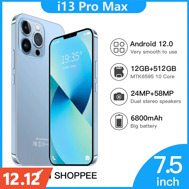 Jual Phone Asli i13 Pro Max Android 12GB RAM + 512GB ROM Handphone ...