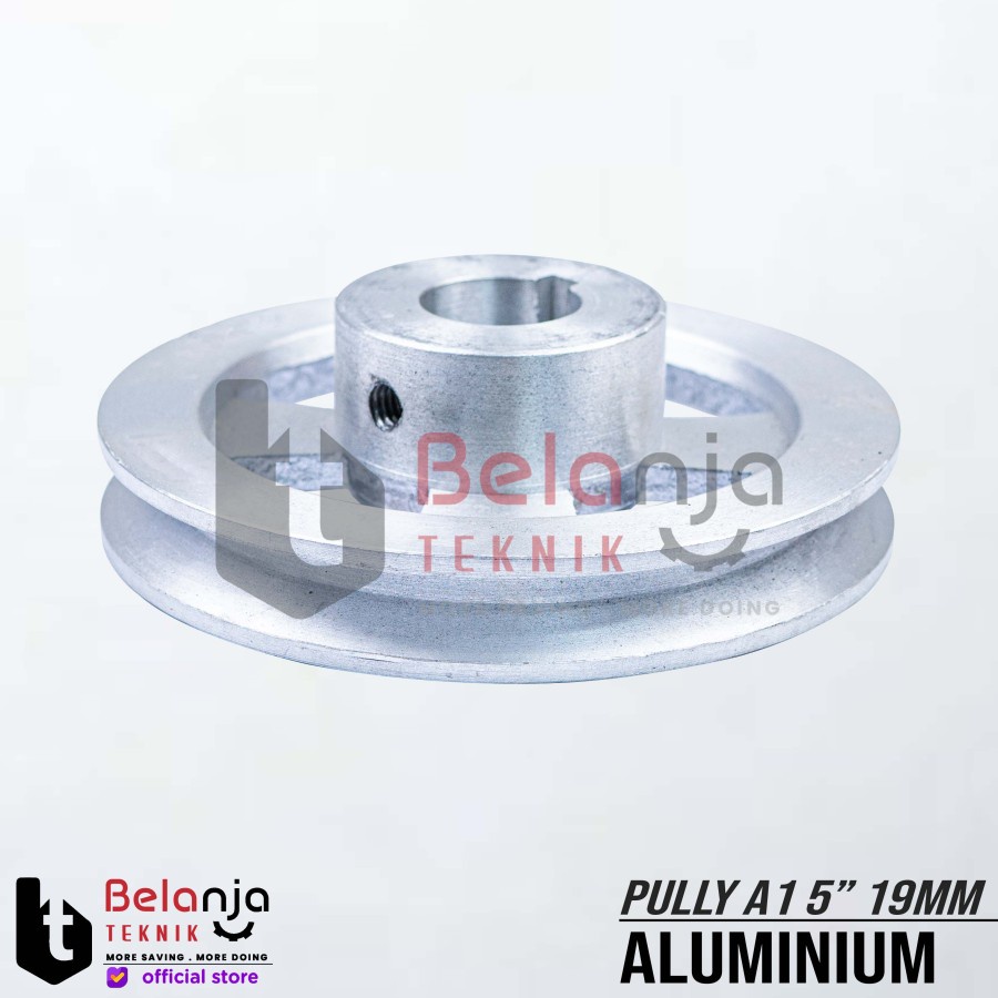 Jual Pully Alumunium A 1 Jalur 5" As 19 mm Pulley Puli A1 5 Inch As ...