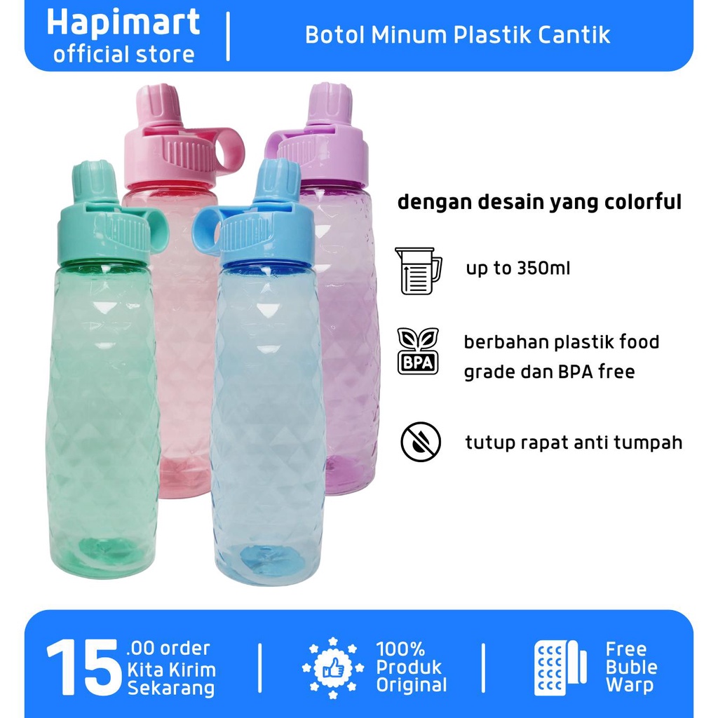 Jual Botol Minum Plastik Full Color Tumbler Cantik BPA FREE Kapasitas ...