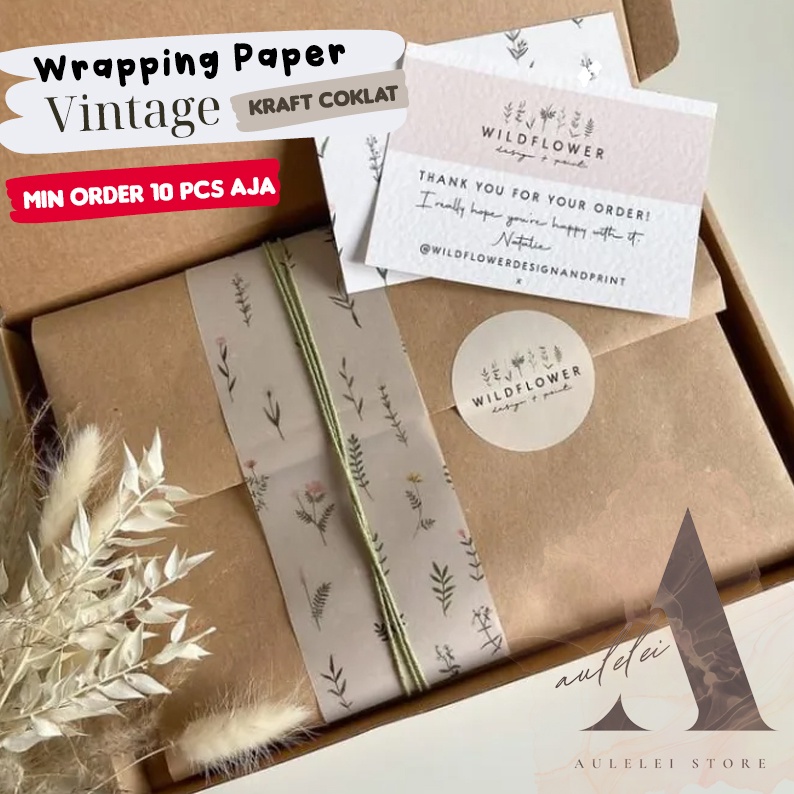 Jual Wrapping Paper Vintage Craft COKLAT Paket Olshop/ Kertas ...