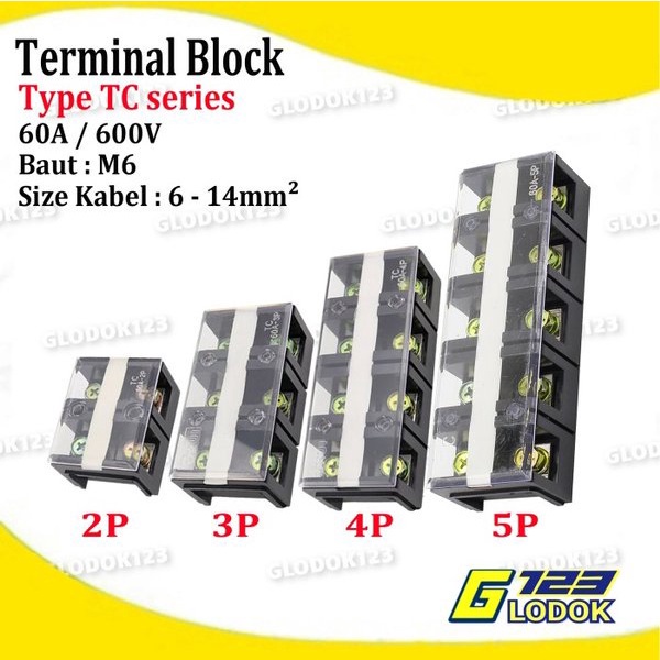 Jual Terminal Block Block Kaca 60A TC 602 603 604 605 2 3 4 5 Pole Pin TAB | Shopee Indonesia
