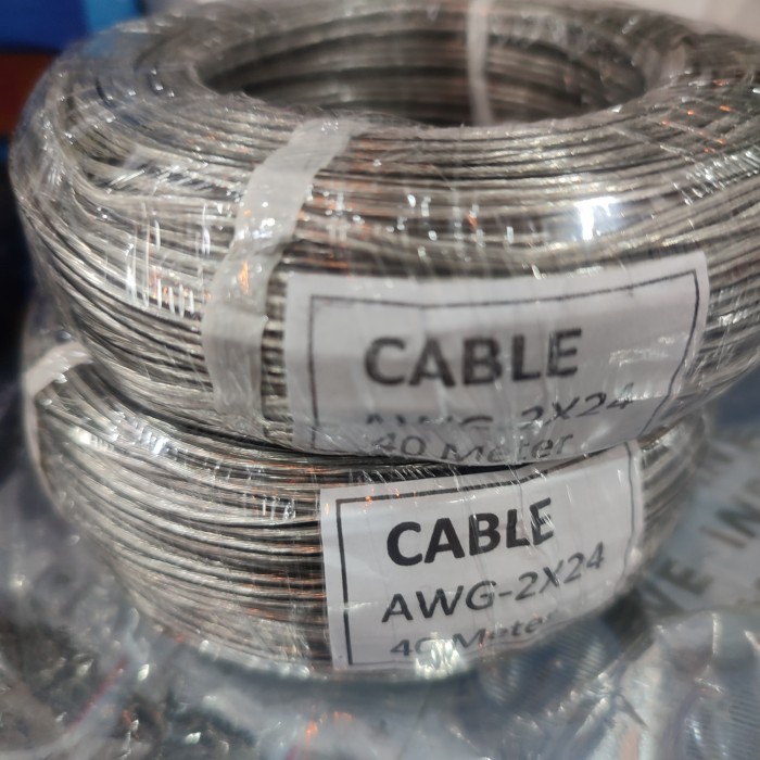 Jual KABEL AWG BENING 2X24 1 ROLL 40METER TRANSPARAN TEMBAGA PUTIH | Shopee Indonesia