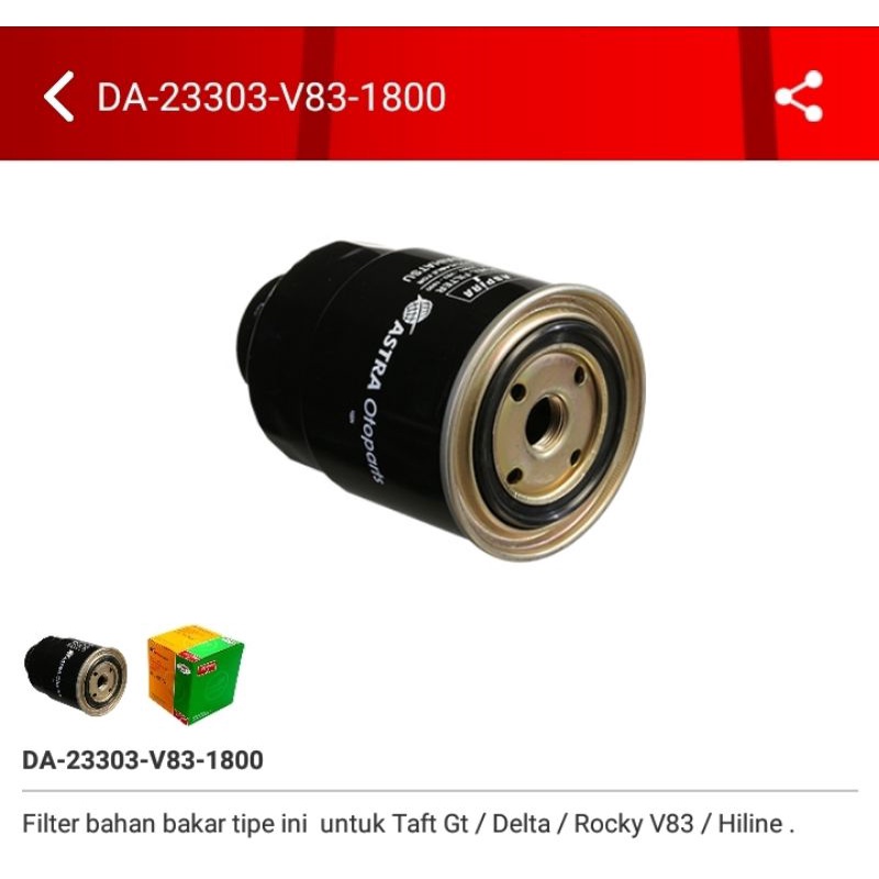 Jual filter solar aspira taft GT, delta, rocky v83, hiline 23303-v83 ...