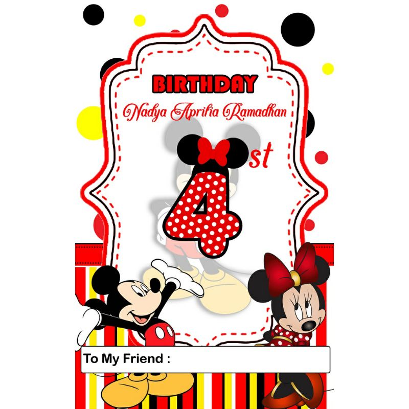 Jual undangan ulang tahun / undangan ultah / undangan tema mickey mouse ...