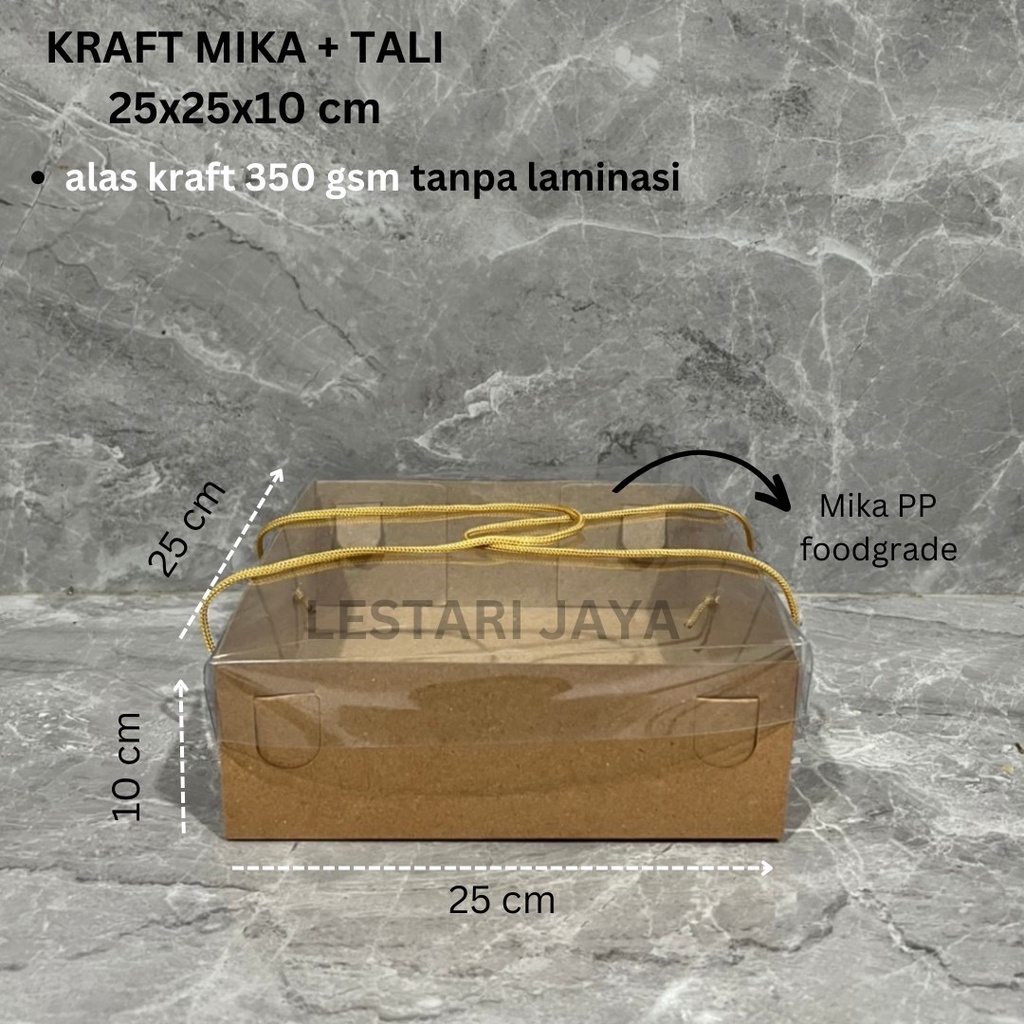 Jual Box Kraft Mika Tali 25x25x10 cm untuk Kotak Kue Tart Cake Roti Box ...