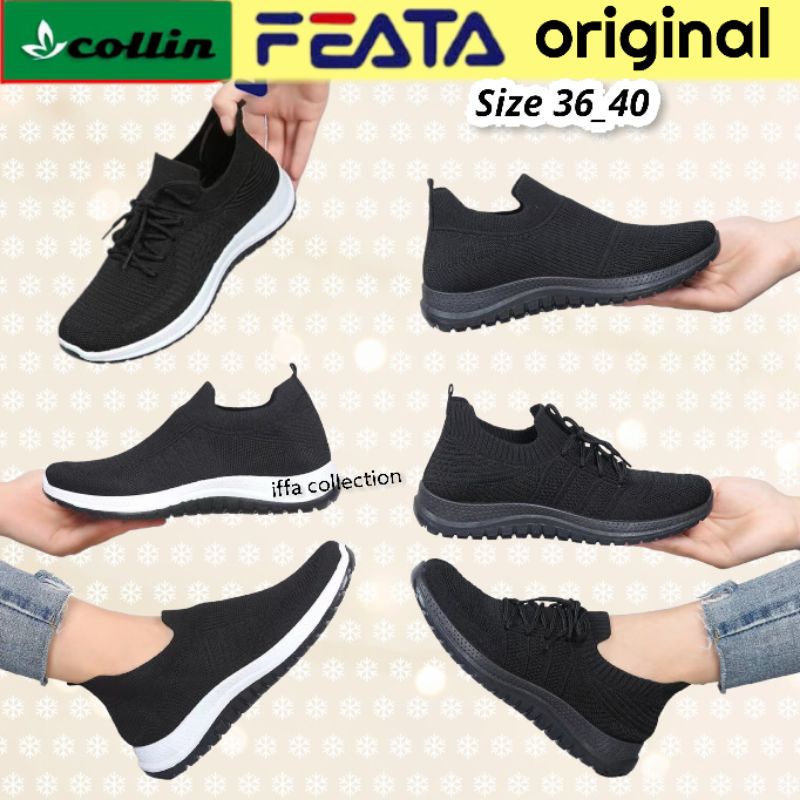 Jual sepatu sekolah rajut import collin dan feata sol karet lentur ...