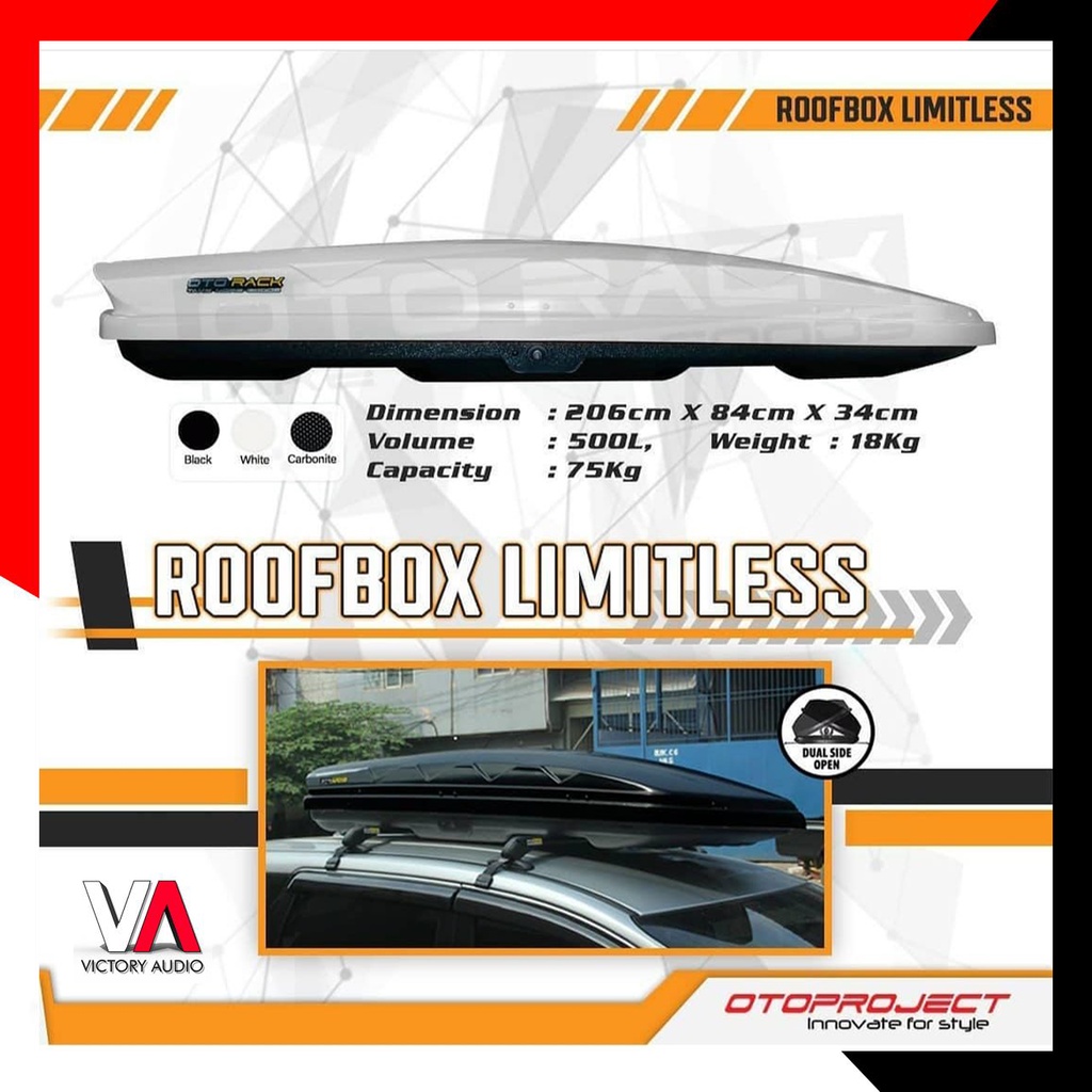 Jual Roof Box Mobil OTORACK by OTOPROJECT LIMITLESS BLACK GLOSSY Volume ...