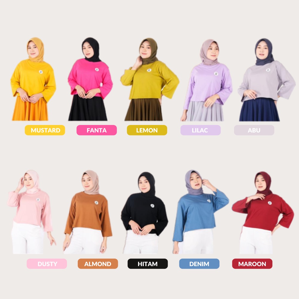 Jual Jenny Crop Top - Basic Atasan Wanita Cotton Lengan Pendek/Panjang ...