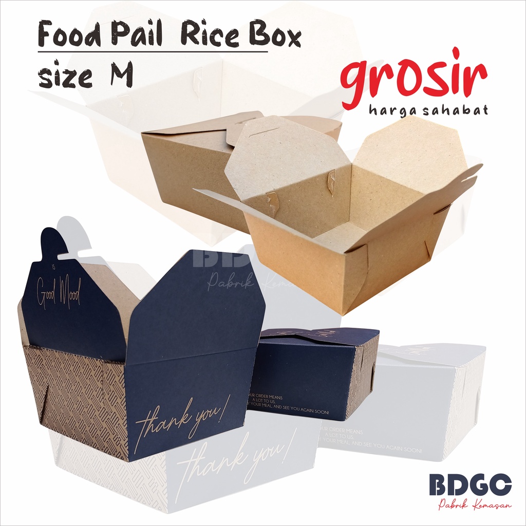 Jual food pail size M warna 100pcs Laminasi Murah Karaft Kertas Box ...
