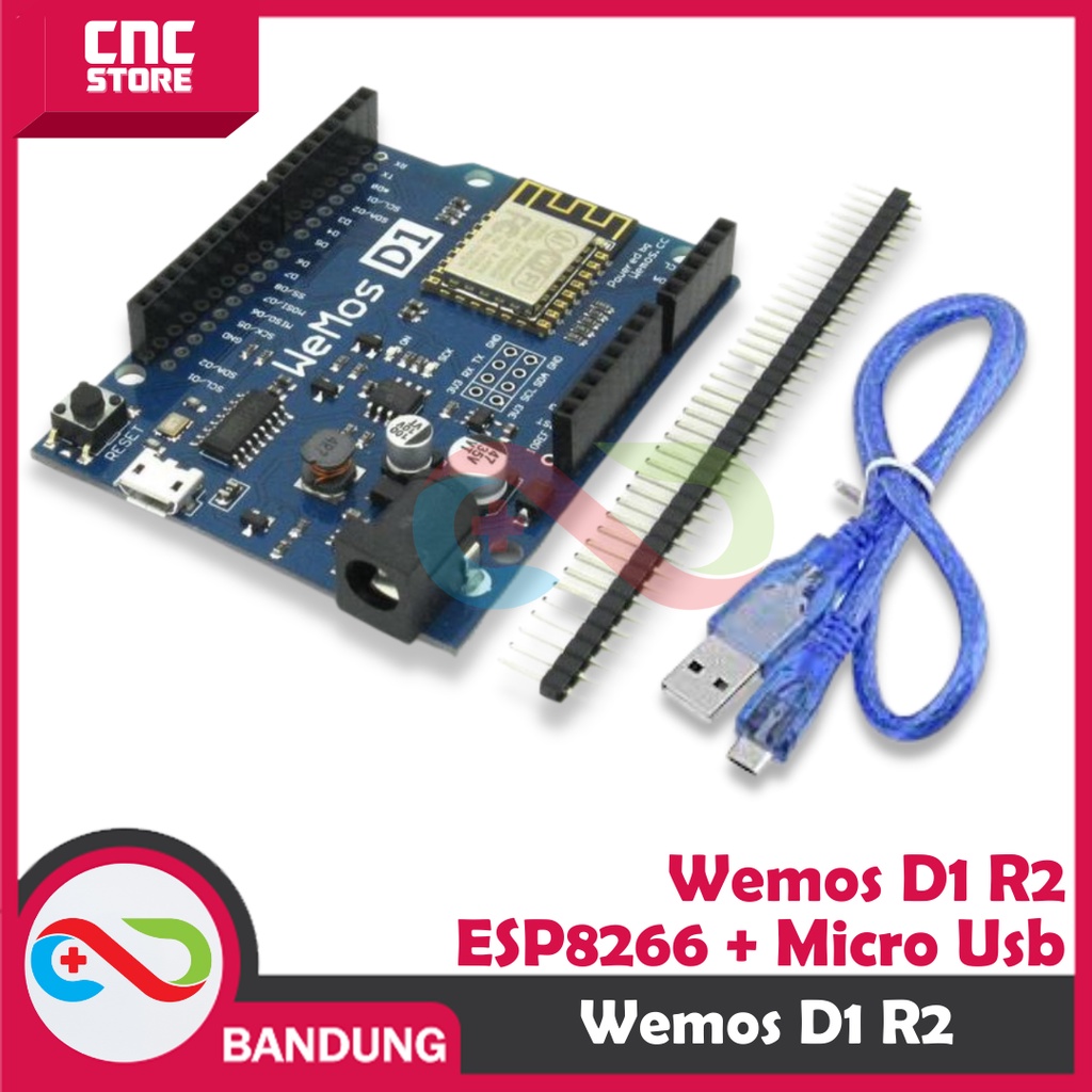 Jual WEMOS D1 R2 WIFI ESP8266 UNO BASED BOARD 4MB FLASH + KABEL MICRO ...