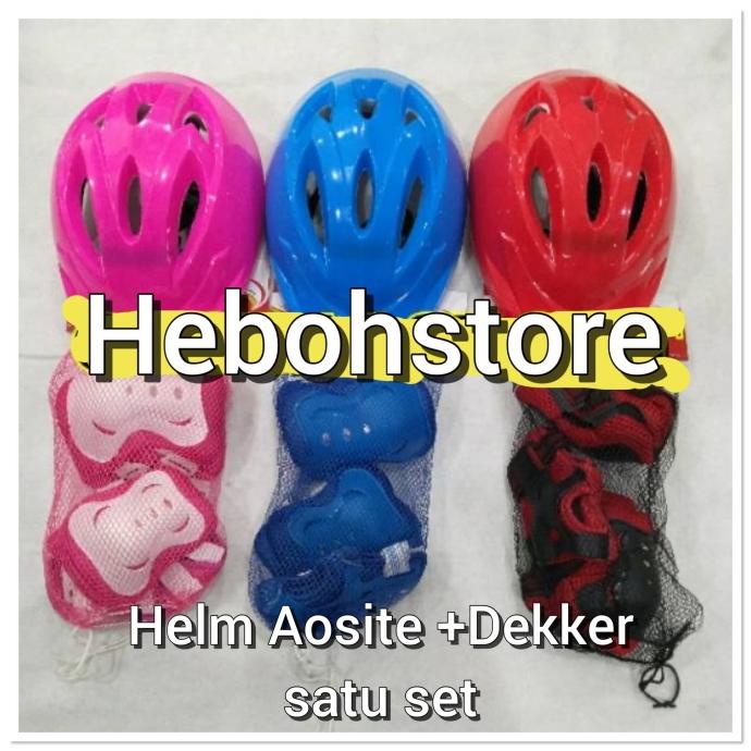 Jual Helm inline sepatu roda/Helm skateboard Anak+Deker set(1 set ...
