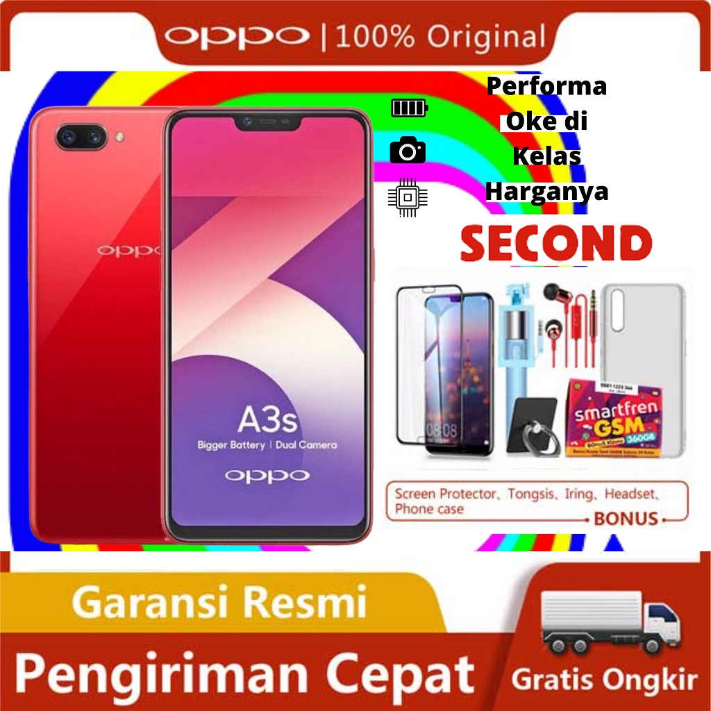 Jual Handphone Handphon Hp Second Oppo A3s Ram 2+16 Gb Terbaru 2022 ...