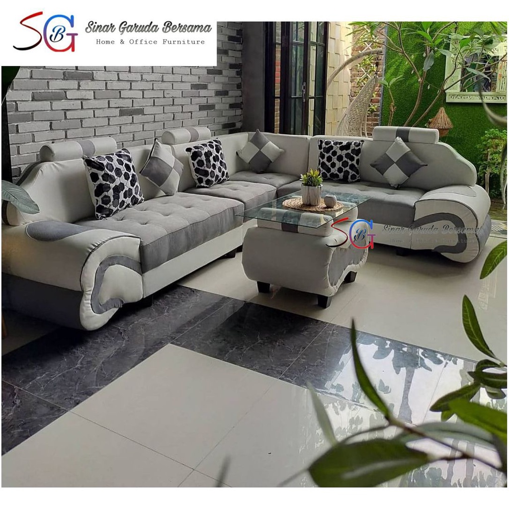 Jual SOFA LETTER L JUMBO + MEJA + BANTAL SOFA BISA REQUEST WARNA ...