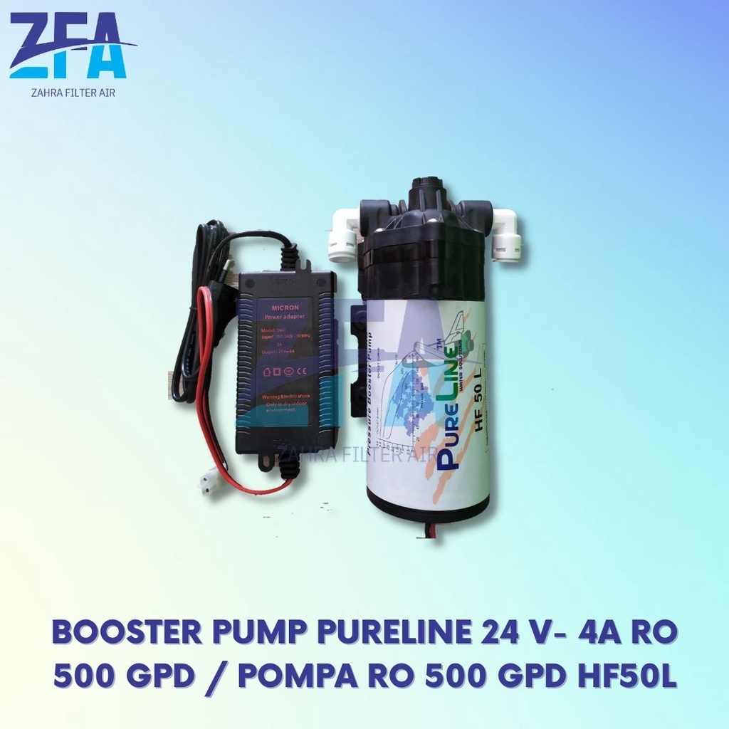 Jual BOOSTER Pump PURELINE 24 V- 4A RO 500 GPD / POMPA RO 500 gpd HF50L ...