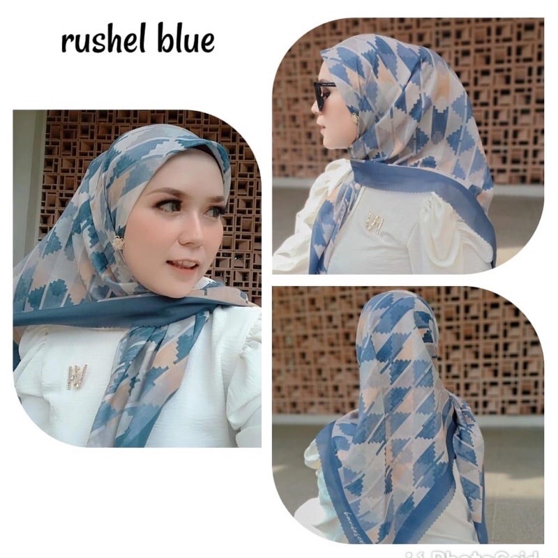 Jual Hijab Segiempat Voal Baniescoop Rushel Blue | Shopee Indonesia