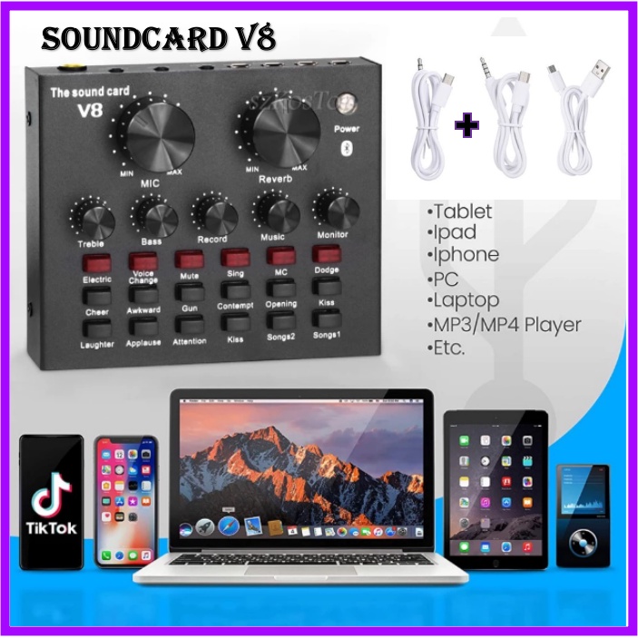 Jual Soundcard Sound Card v8 Original Live Broadcast Mixer Bluetooth ...
