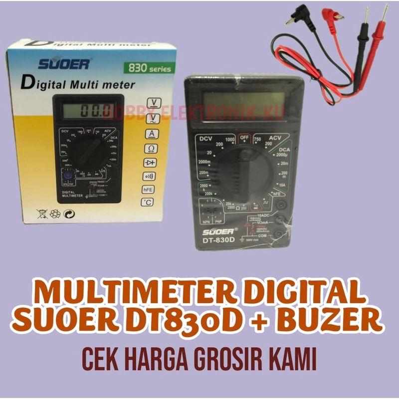 Jual MULTIMETER DIGITAL SUOER DT830D + BUZER | Shopee Indonesia