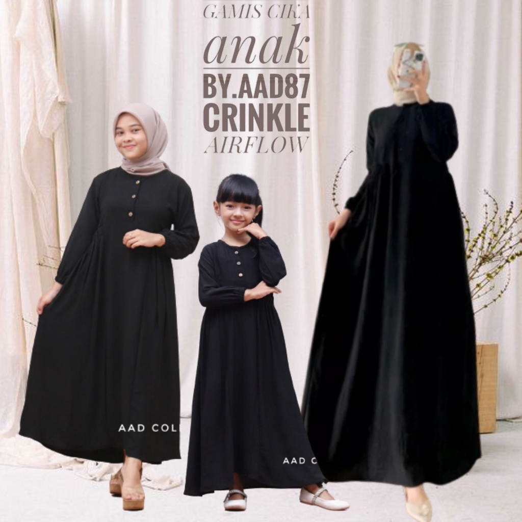 Jual Terbaru!!! Gamis Cika Crinkle Airflow Couple Keluarga Ibu Kakak Adik - Couple Keluarga ...