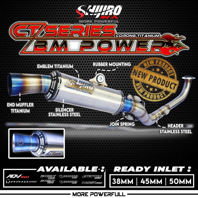 Jual KNALPOT SHIJIRO RACING TYPE CT BM POWER FOR AEROX N-MAX VARIO PCX ...