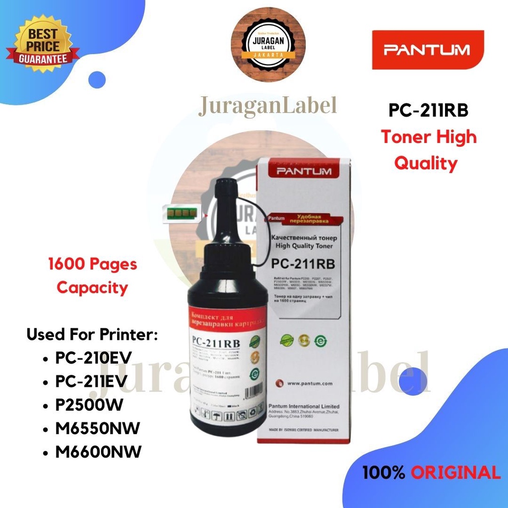 Jual PANTUM PC-211RB Toner Refill PC211RB for PC-210EV 211EV P2500W ...
