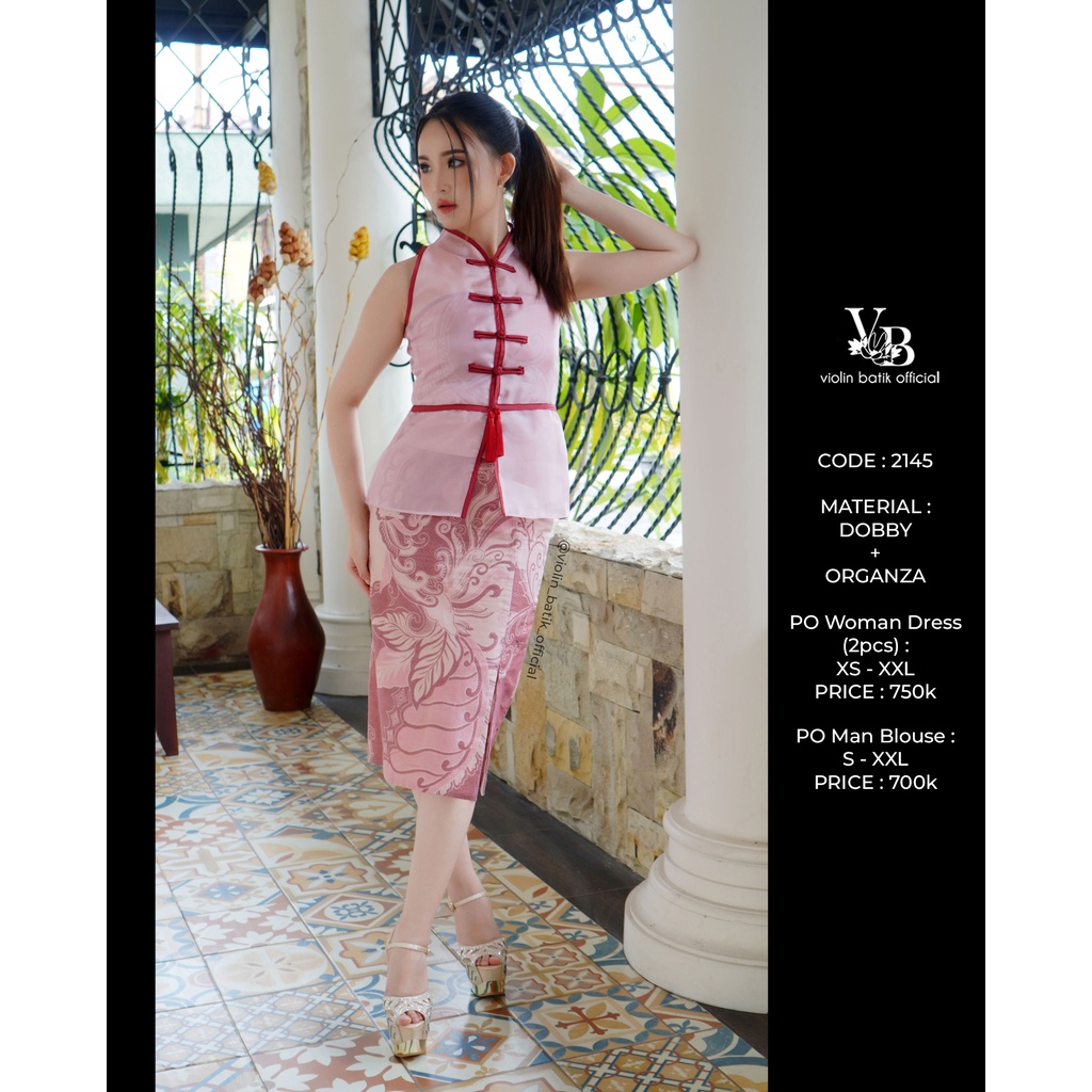 Jual Dress Batik Dobby Outer Cheongsam Organza 2145 | Shopee Indonesia
