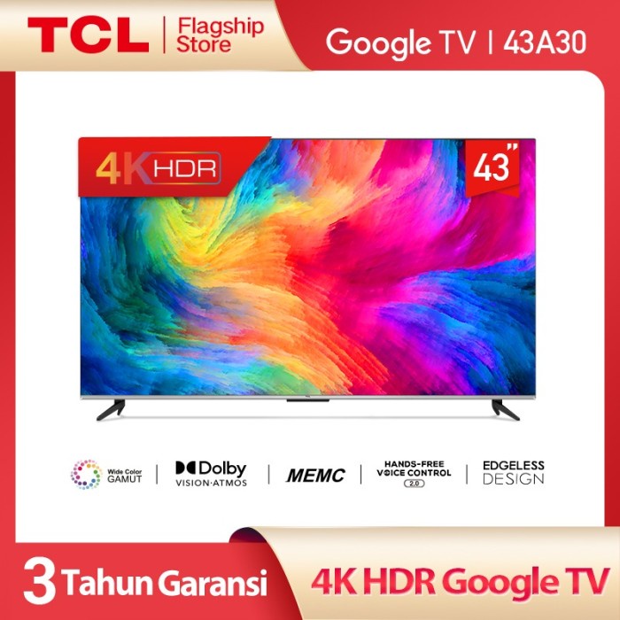Jual TCL 43A30 LED TV Android TV 43 Inch UHD 4K Android 11 Dolby Atmos ...