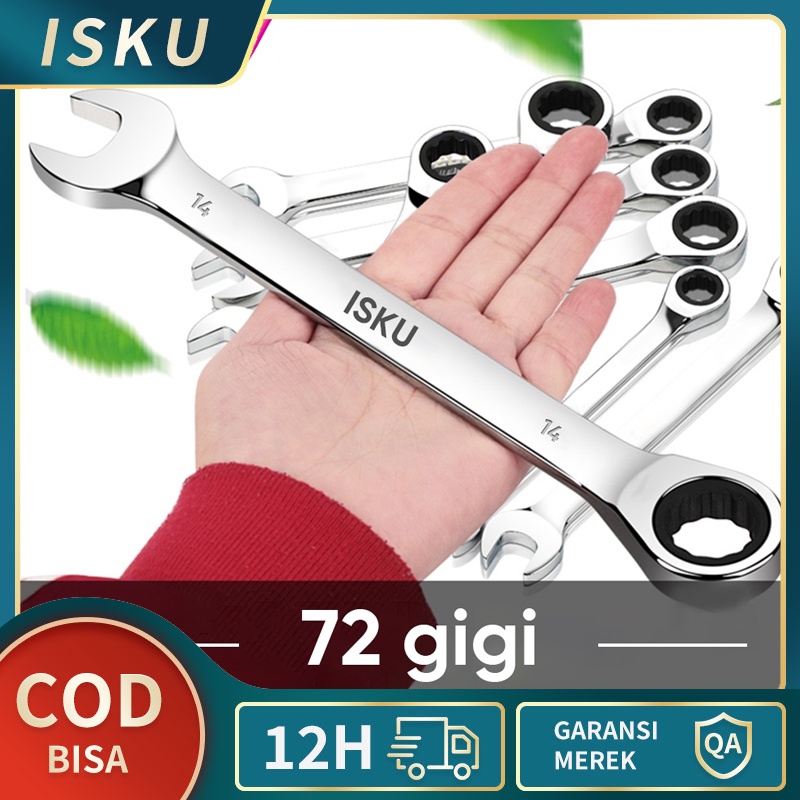 Jual Isku Kunci Ring Rachet 8-19mm Kunci Ring Pas Rachet 72gigi Kunci Ring Pas Rachet Kunci ...