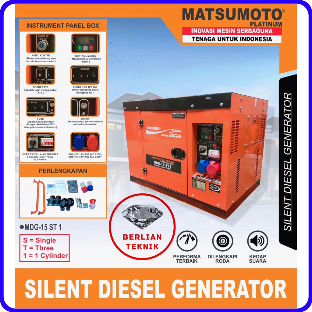 Jual Diesel Generator Silent Mesin Genset Solar Matsumoto MDG 15 ST1 ...