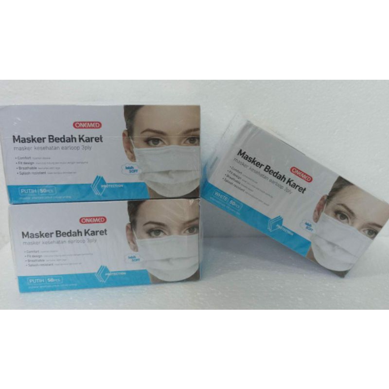 Jual Masker Bedah Karet 3 Ply Onemed Putih | Shopee Indonesia