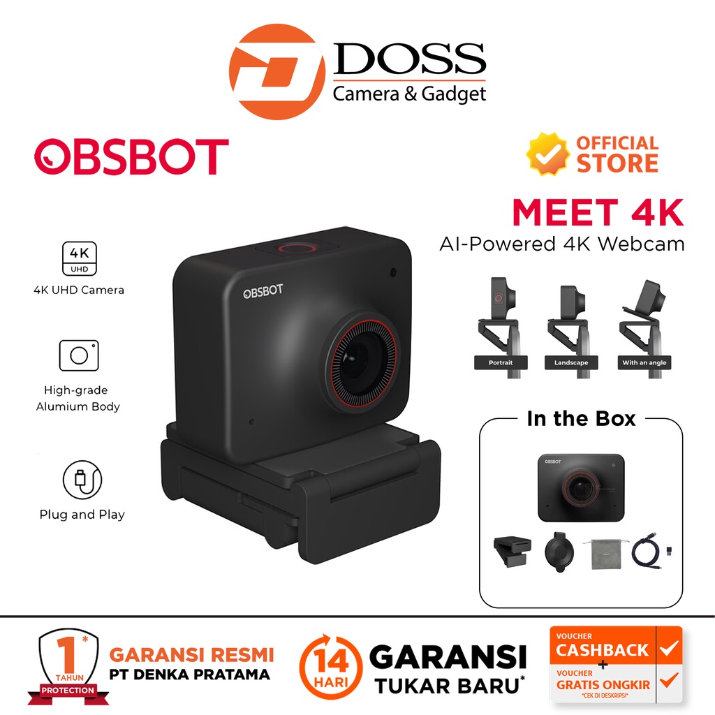Jual Obsbot Meet 4K AI-Powered 4K Webcam Auto Framing PC Camera ...