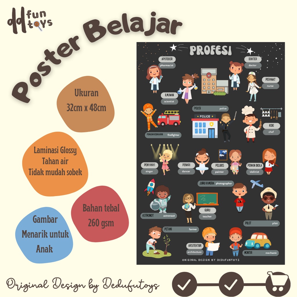 Jual POSTER PROFESI POSTER BELAJAR UNTUK ANAK TK PAUD | Shopee Indonesia