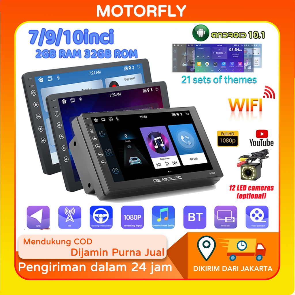 Jual 【GEARELEC】 Car Radio Mobil Navigasi 2G + 32G Android 12 Head Unit with 21 tema car radio ...