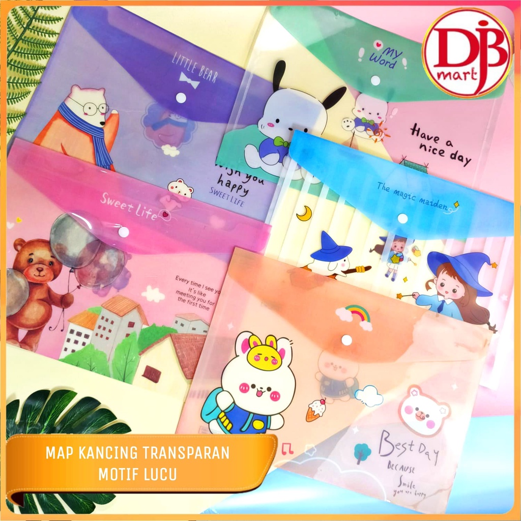 Jual DJB - Map Kancing A4 Transparan Motif Lucu / File Folder A4 / Map ...