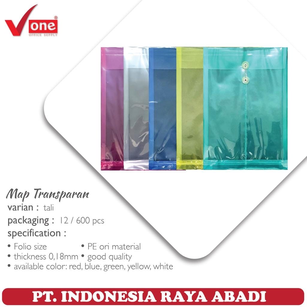 Jual Map Transparan Tali / Map Plastik Murah 12Pcs - Random Color ...