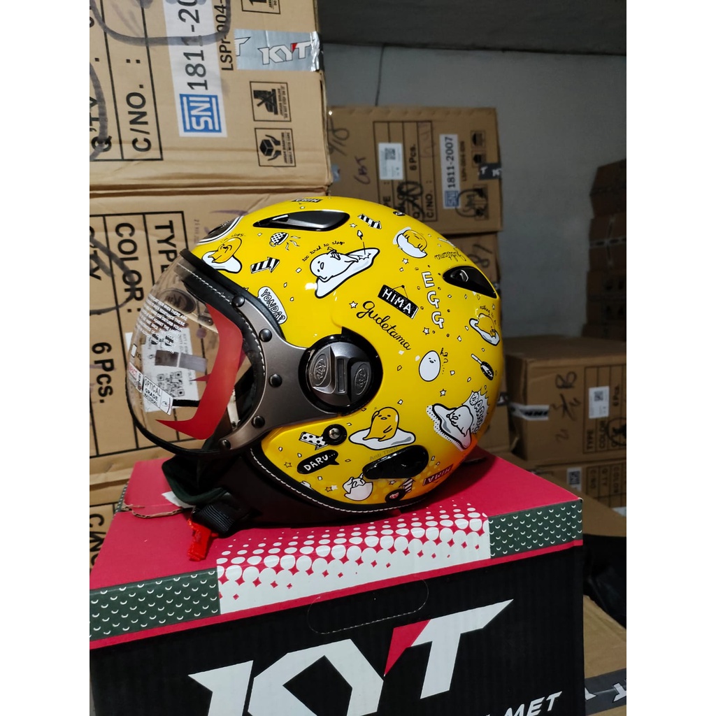 Jual HELM ELSICO MOTIF GUDETAMA YELLOW | HELM KYT RETRO | Shopee Indonesia
