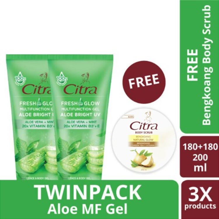 Jual BUY 2x Citra Fresh Glow Multifunction Gel Aloe Bright UV 180ml ...
